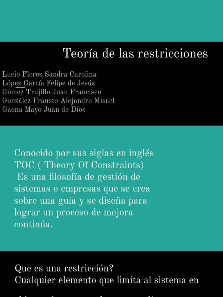 Teoría de Las Restricciones | PDF