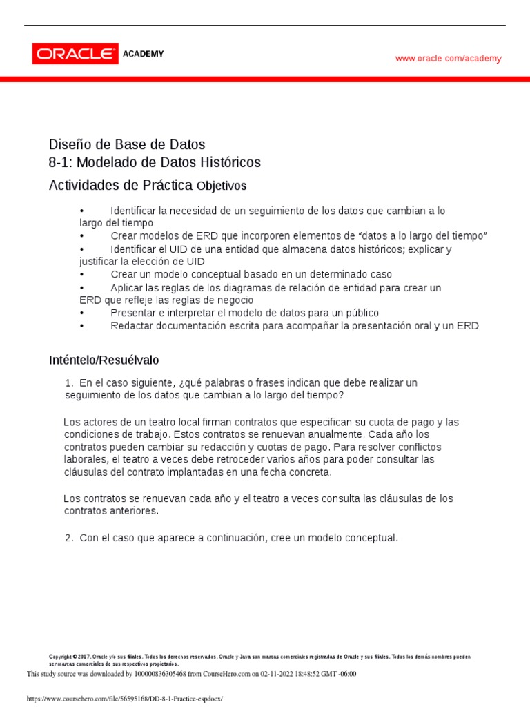 DD 8 1 Practice Esp | PDF | Software de la aplicacion | Bases de datos