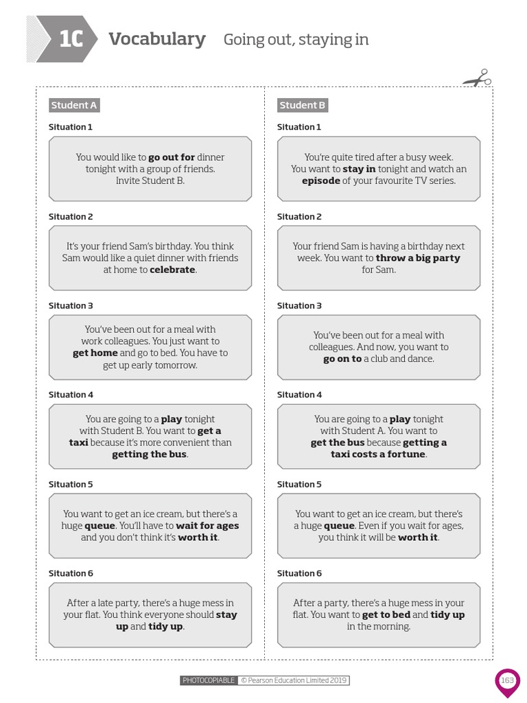 Vocabulary: Going Out, Staying in | PDF