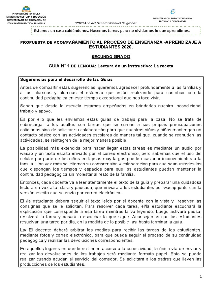 Guía de Tareas para Segundo Grado 2020 | PDF | Imprenta | Panes