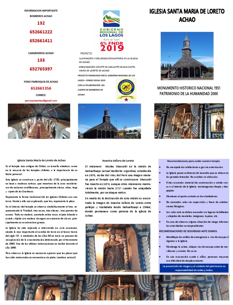 Triptico Iglesia Santa Maria de Loreto de Achao | PDF