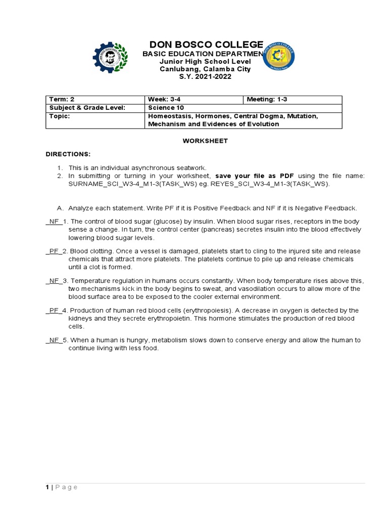 Sci w3 4 m1 3 Task Ws | PDF | Evolution | Natural Selection