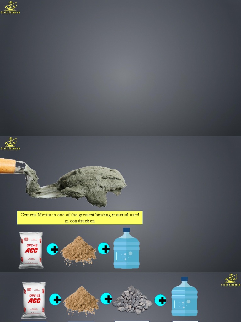Cement Mortar Mix Ratio For Different Civil Works | PDF