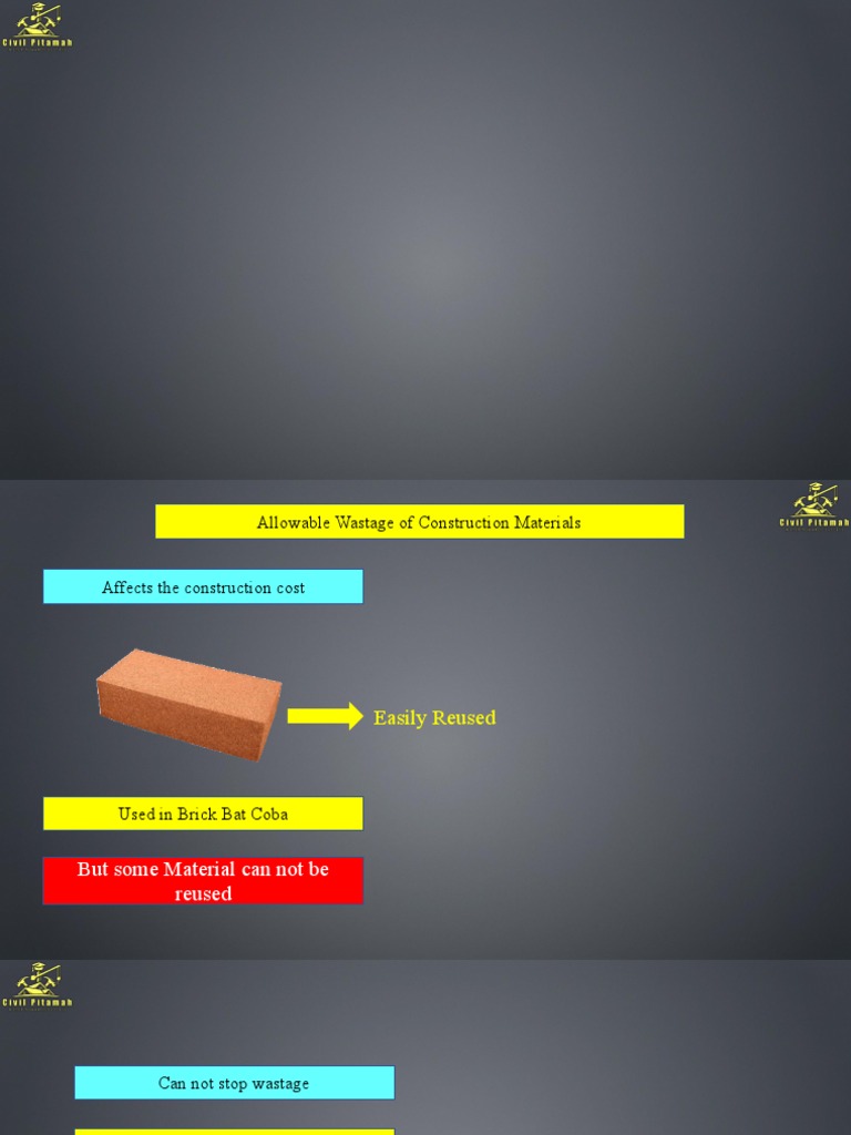 Estimating Allowable Wastage Percentages for Common Construction ...
