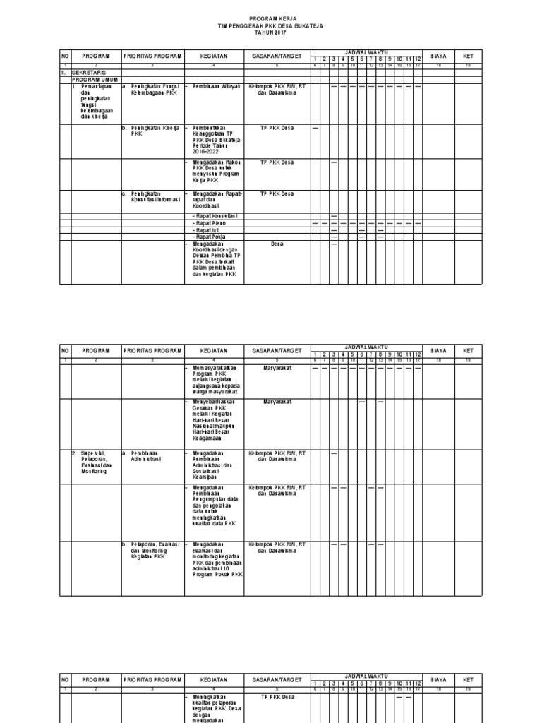 Rencana Prog Kerja PKK DS 2017 | PDF