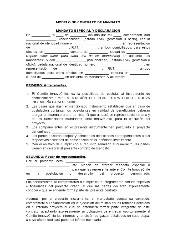 Modelo de Contrato de Mandato | PDF | Justicia | Crimen y violencia