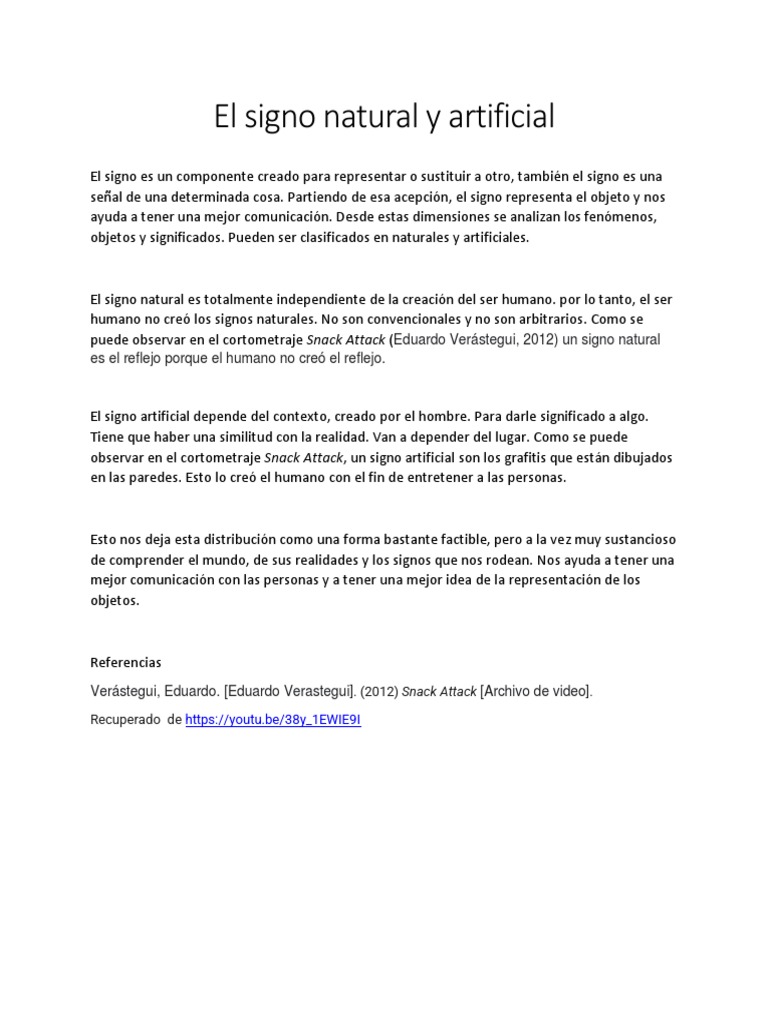El Signo Natural y Artificial Ejercicio | PDF | Relaciones personales ...