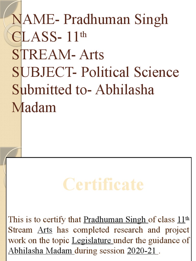 NAME-Pradhuman Singh CLASS - 11 STREAM - Arts SUBJECT - Political Science Submitted To ...
