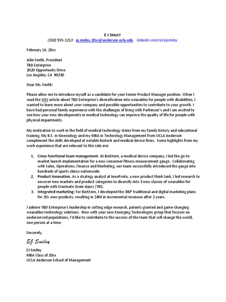 Anderson Cover Letter Sample | PDF