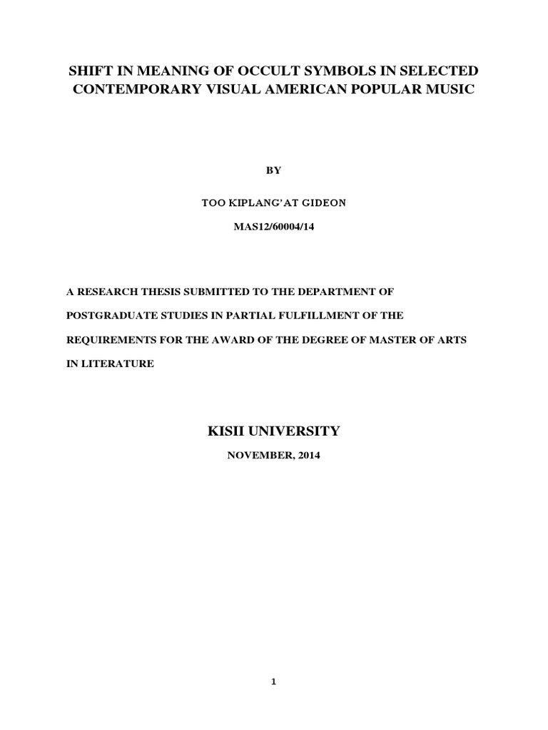 Shift in Meaning of Occult Symbols in Selected Contemporary Visual ...