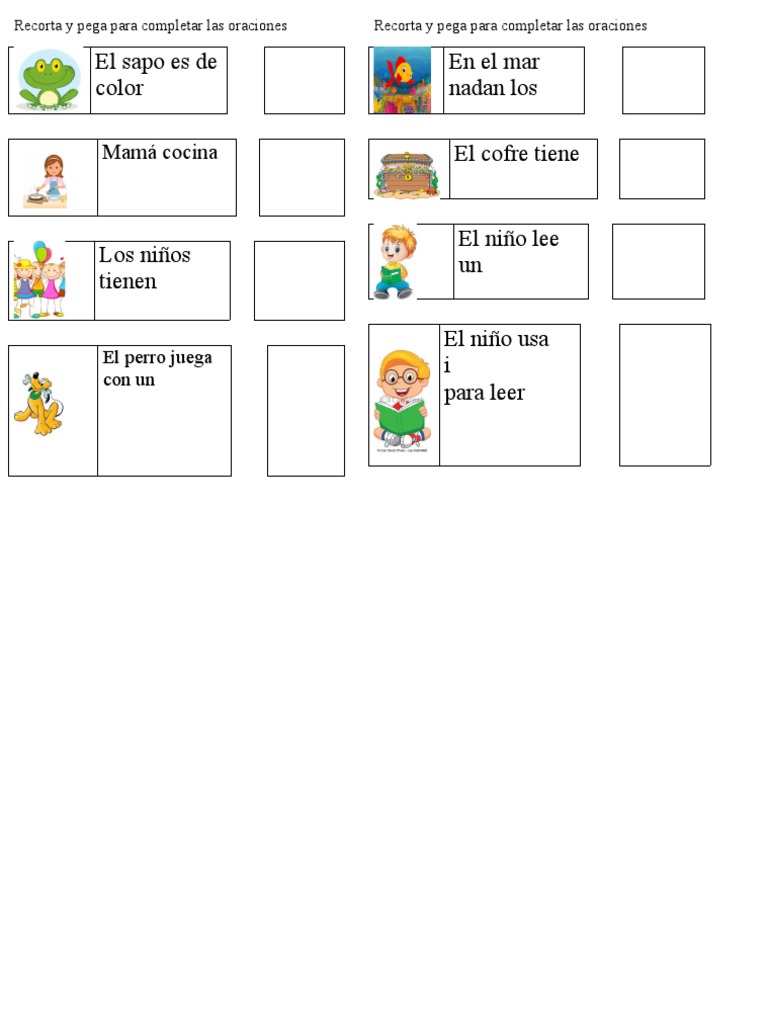 Recorta y Pega para Completar Las Oraciones 2 | PDF