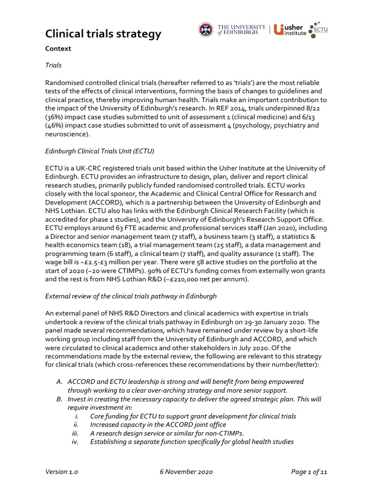Clinical Trials Strategy | PDF | Clinical Trial | Phases Of Clinical ...