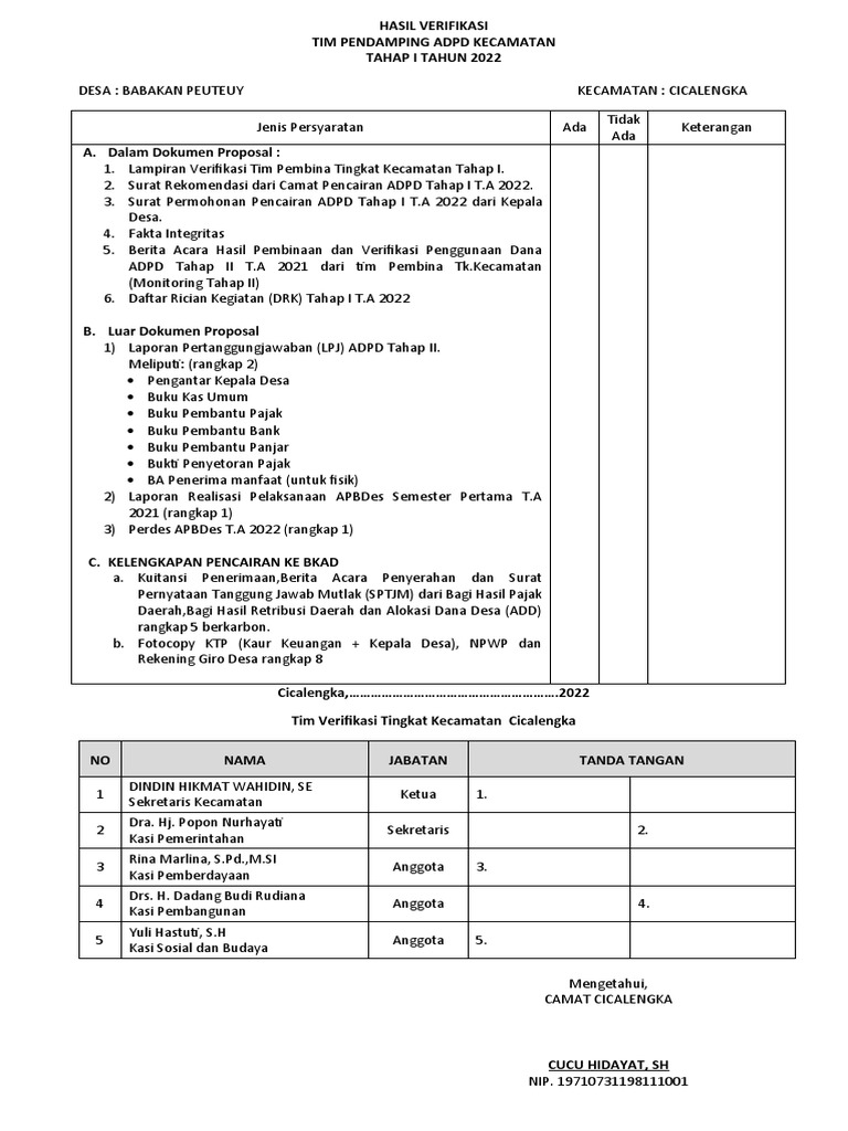 Kelengkapan Pencairan | PDF