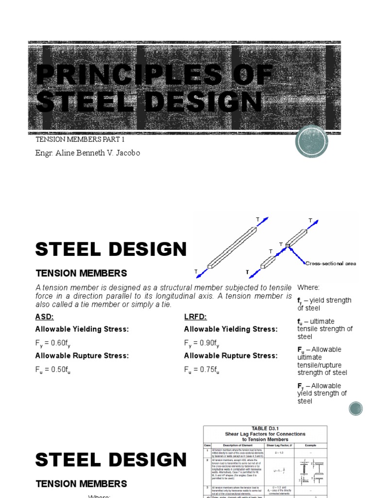Steel Design Principles for Tension Members | PDF | Teaching Methods ...
