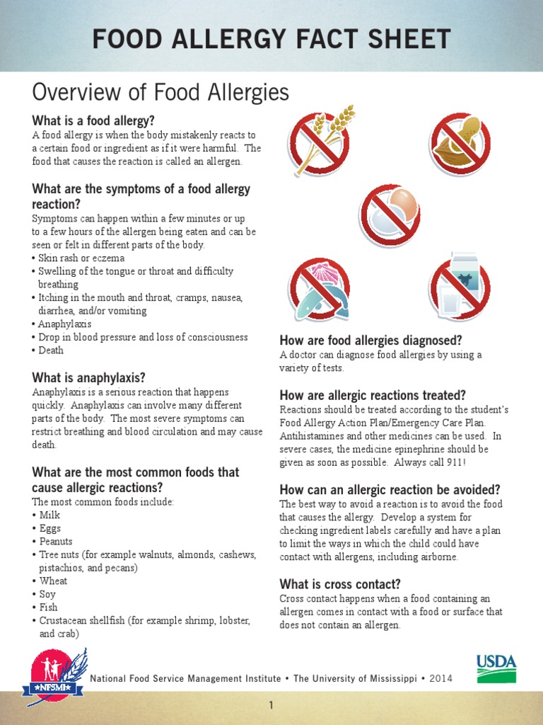 Food Allergy Fact Sheet | Download Free PDF | Food Allergy | Allergy