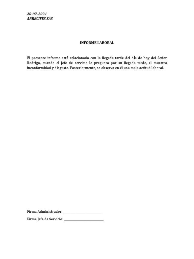 Informe Laboral Rodrigo 3 | PDF
