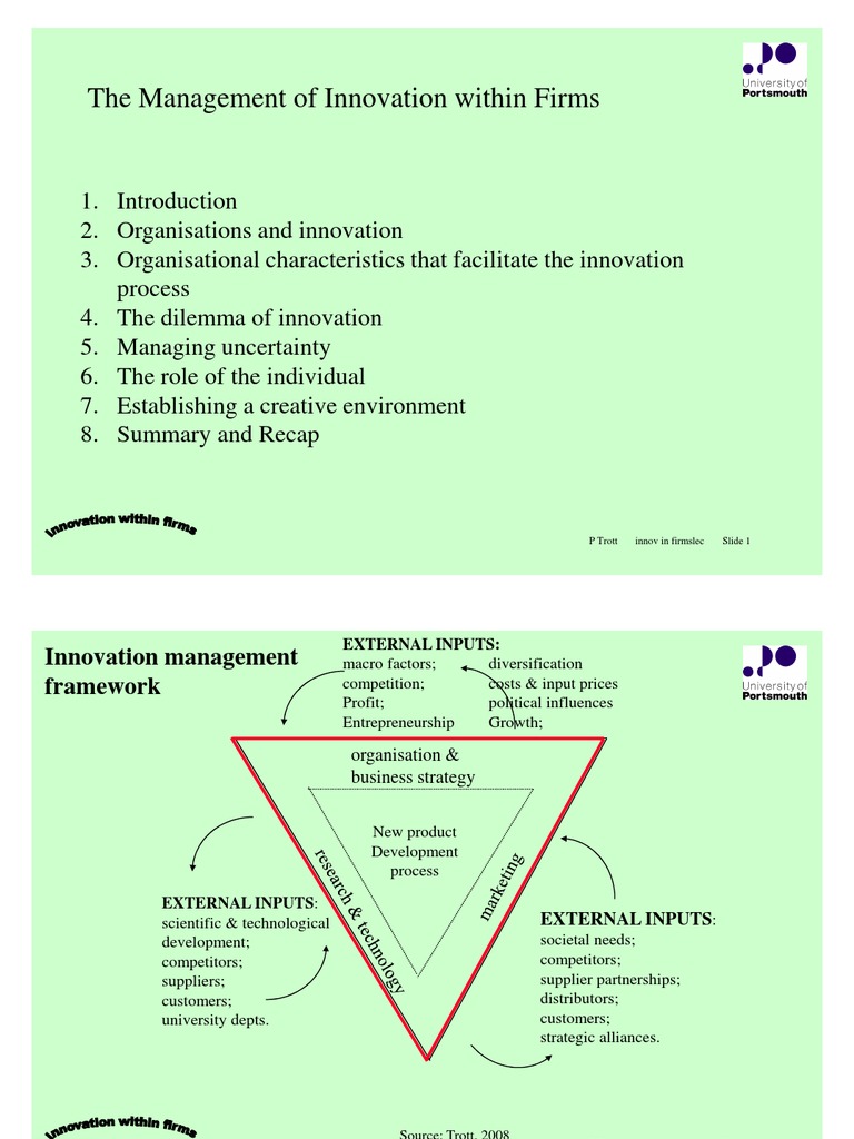 The Management of Innovation Within Firms | PDF | Innovation ...
