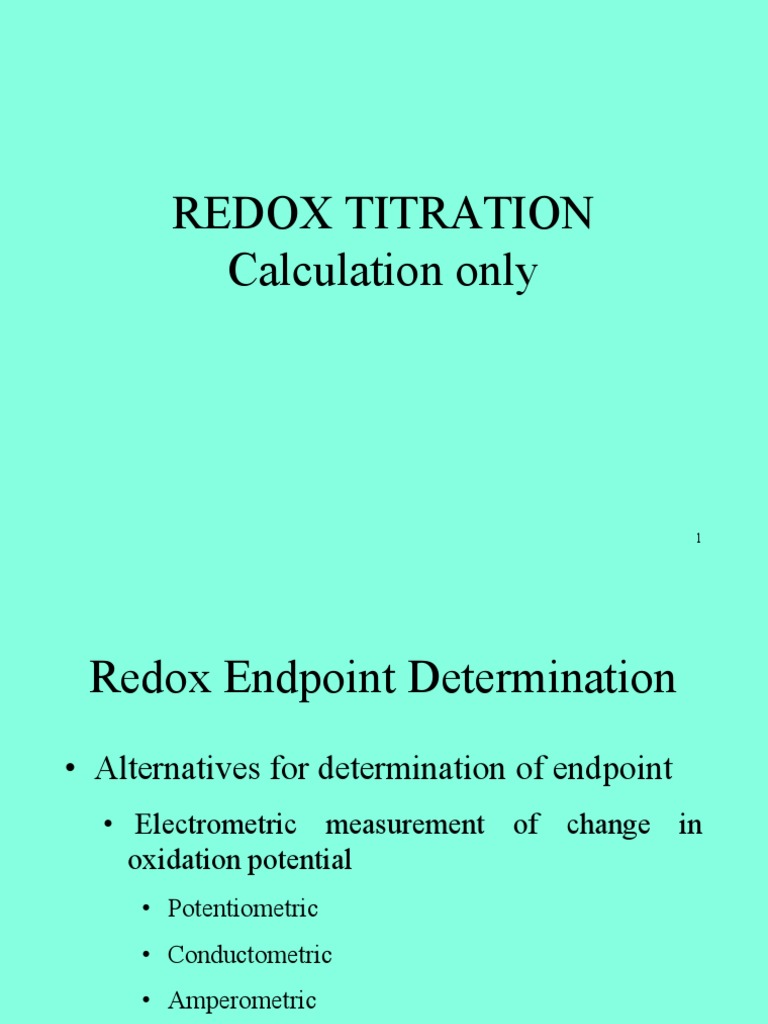Redox Titration Calculation | PDF | Chemistry | Titration