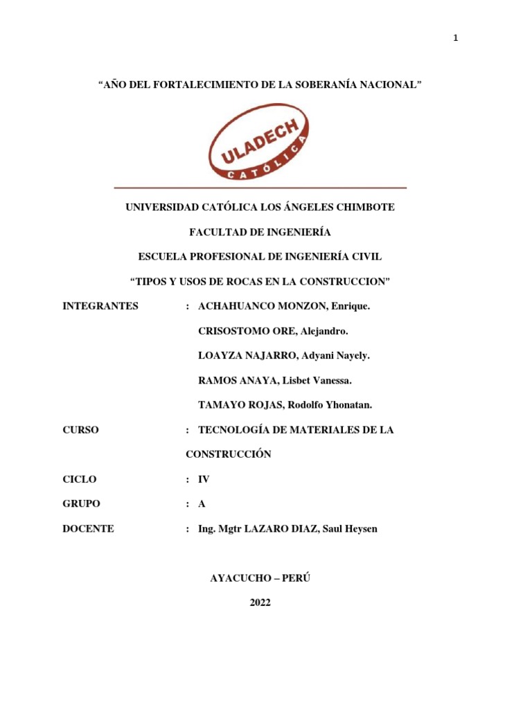 Tipos y Usos de Las Rocas | PDF | Roca (geología) | Magma