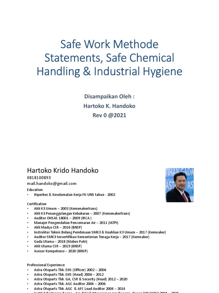 Safe Work Methode Statements | PDF