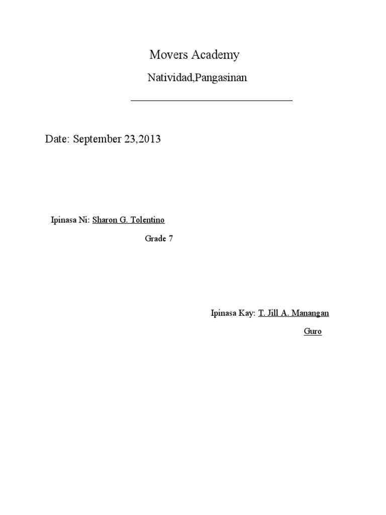 Project in Filipino 7 | PDF