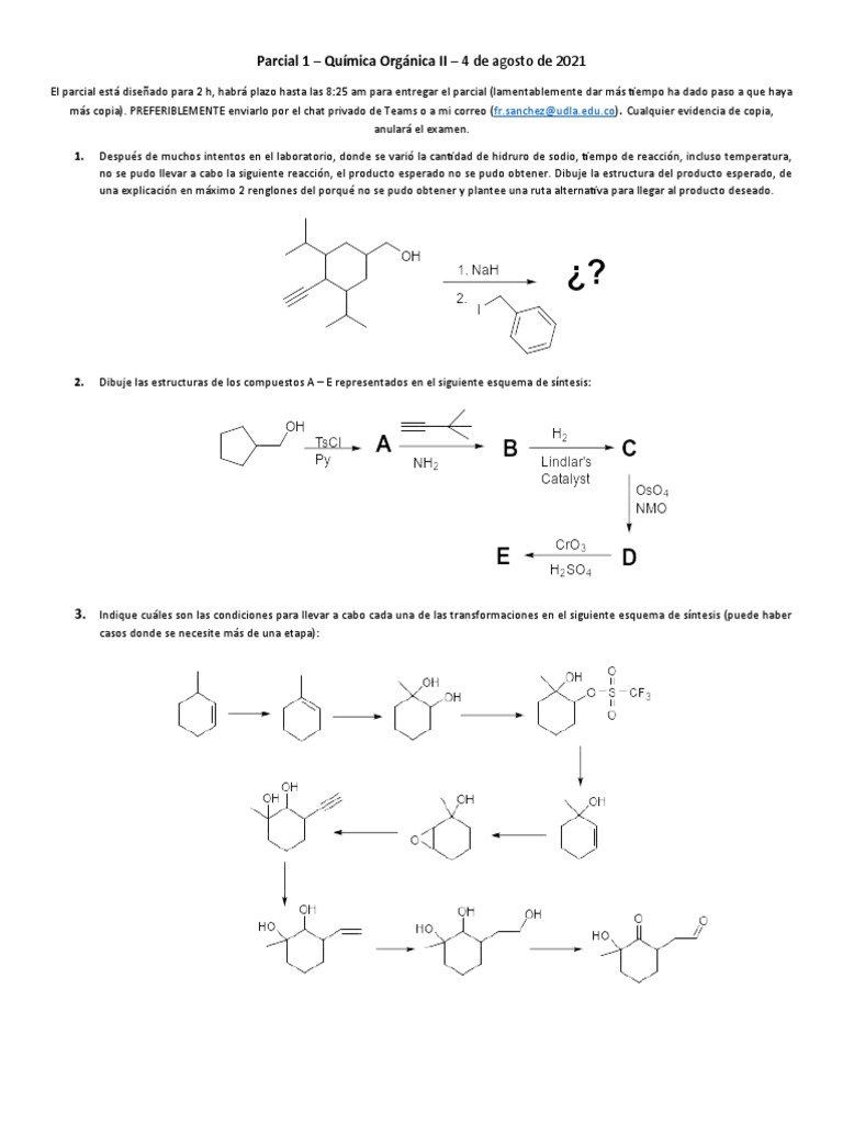 Parcial 1 QOII 2021 - I | PDF