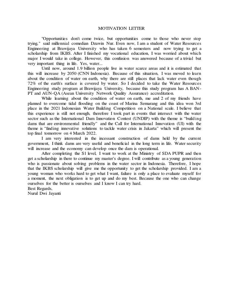 Motivation Letter | PDF
