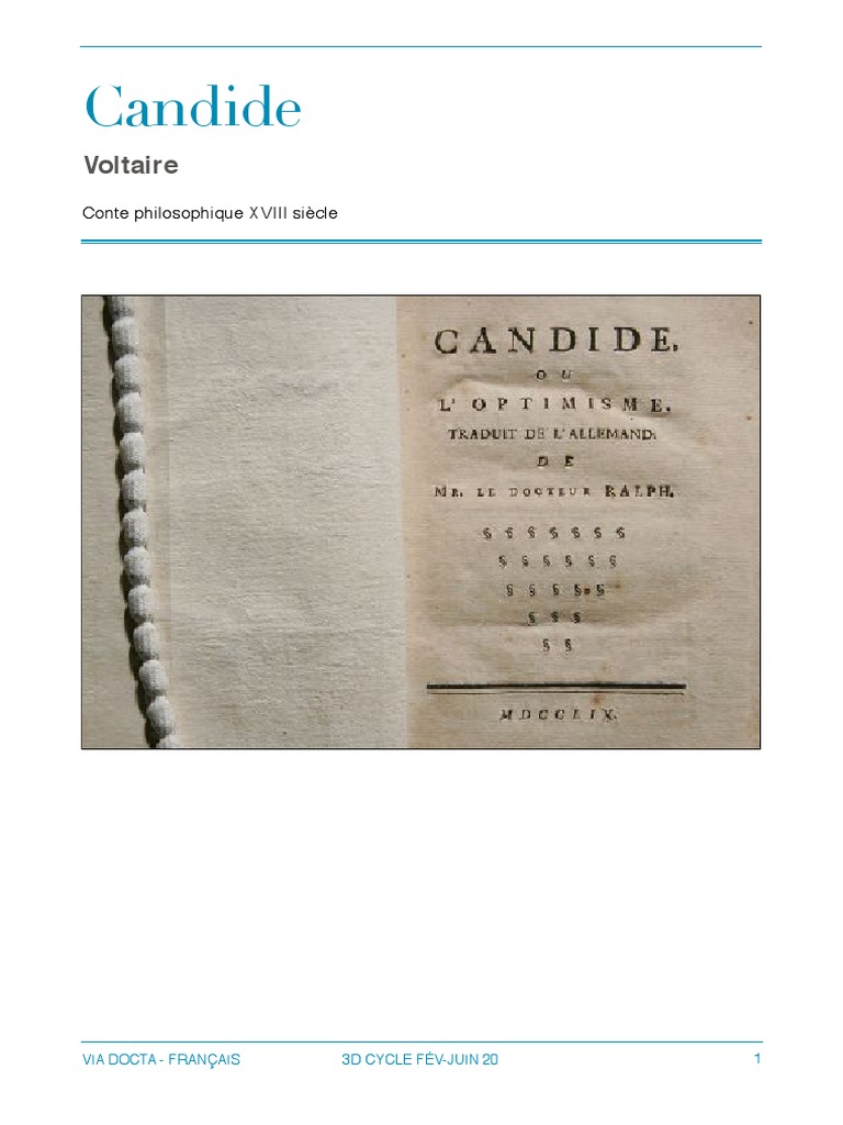 Dossier Candide - 30-03-2020 | PDF | Candide | Voltaire