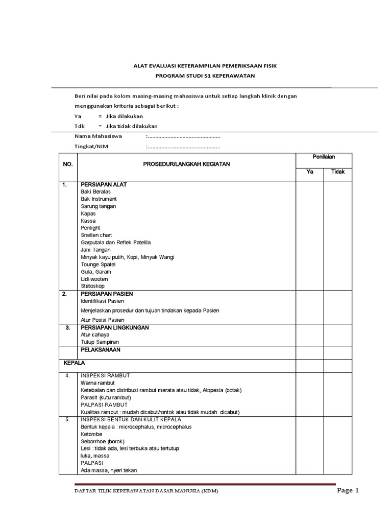 Kumpulan Daftar Tilik KDM | PDF