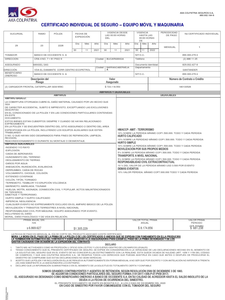 Poliza Sem 659C 2022 | PDF | Póliza de seguros | Seguro