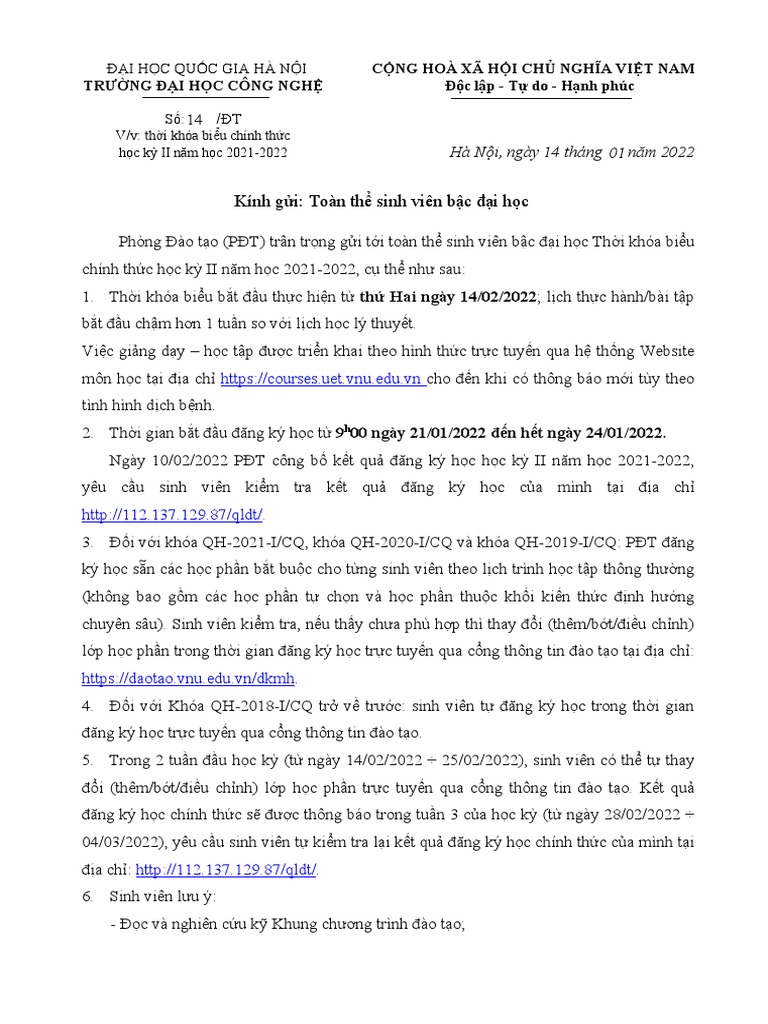 Signed - Signed.4. CV Chinh Thuc TKB Gui SV | PDF