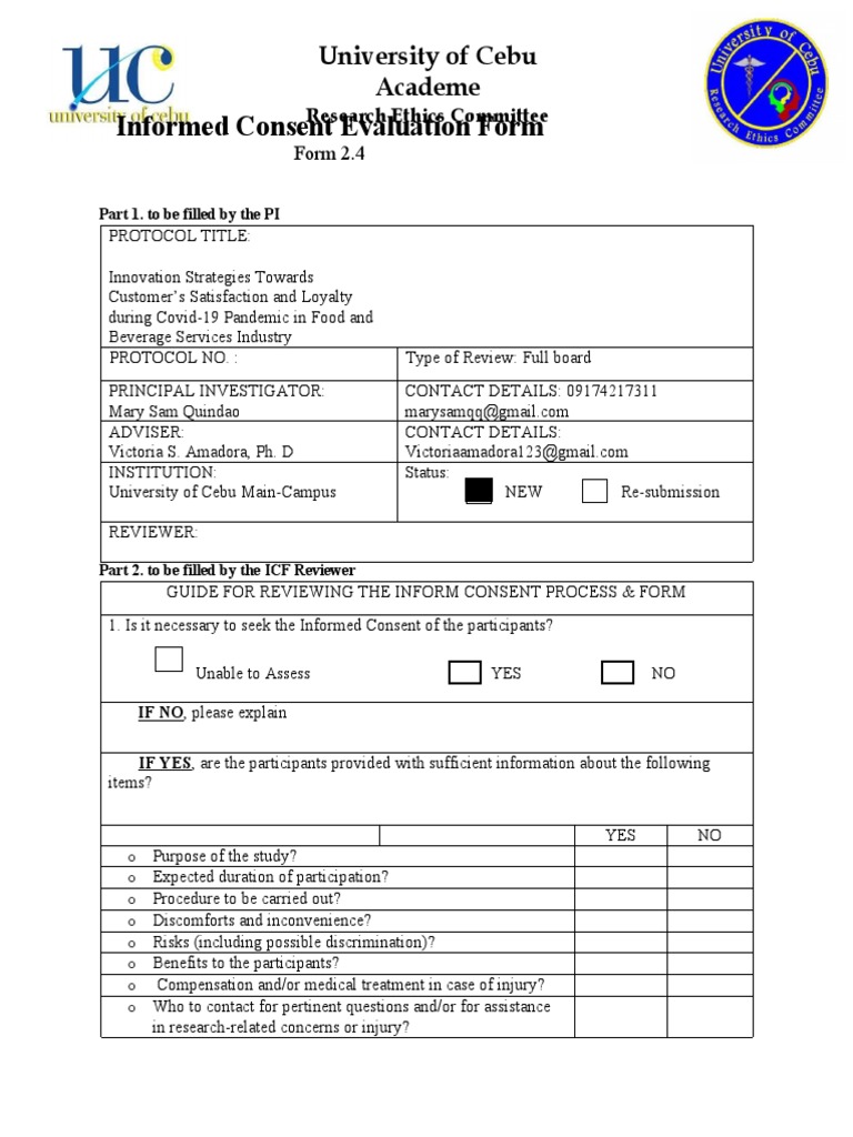 Ethics-Form-2.4-Informed-Consent-Evaluation-Form Quindao | PDF ...