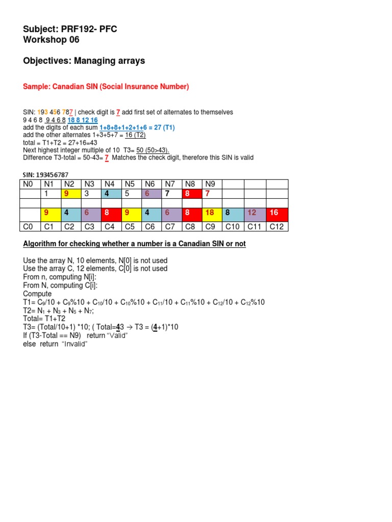 Subject: PRF192-PFC Workshop 06 Objectives: Managing Arrays | PDF | International Standard Book ...