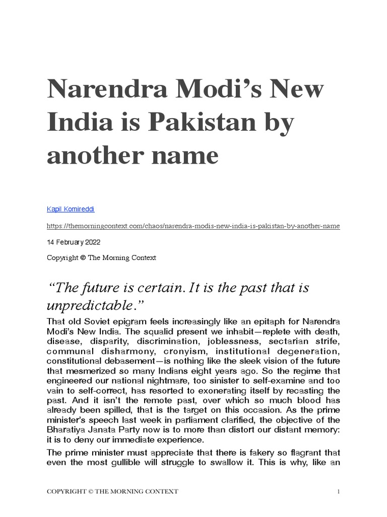 The Morning Context India's Future | PDF | Narendra Modi | Muhammad Ali ...