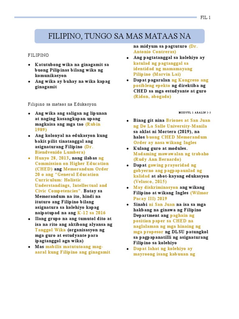 FILIPINO Notes | PDF