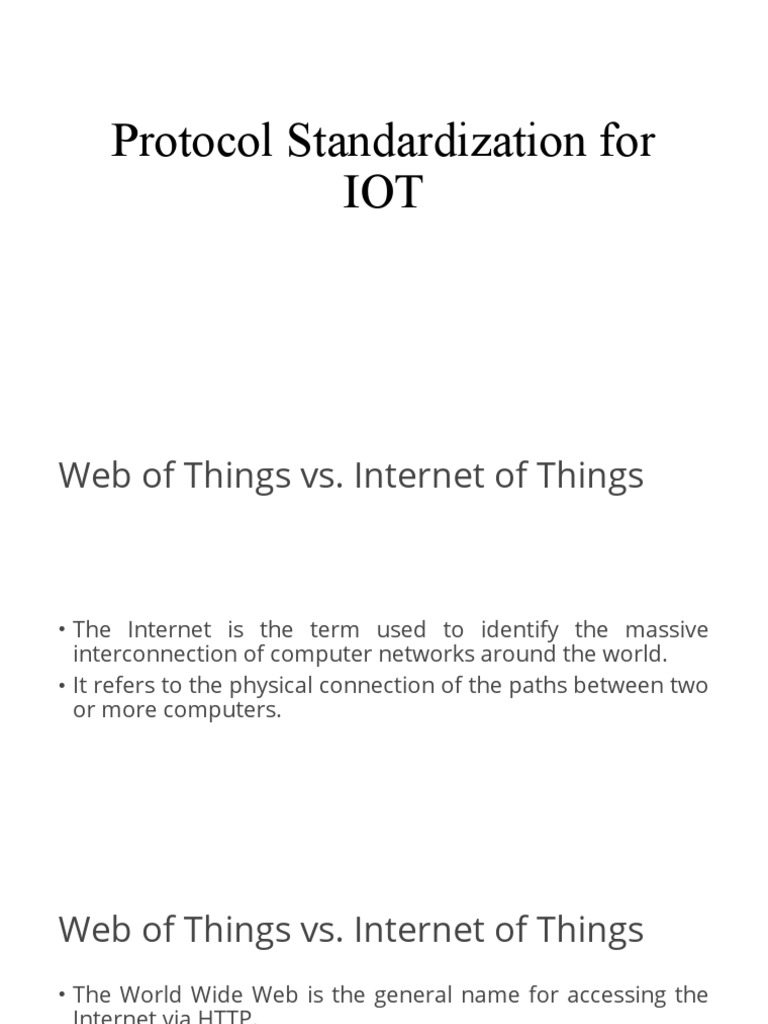 Protocol Standardization For IOT | PDF