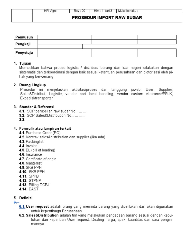 Draft IMPORT RAW SUGAR | PDF