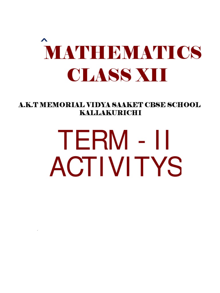 Mathematics Class XII Integrals Activity Worksheet | PDF | Area ...