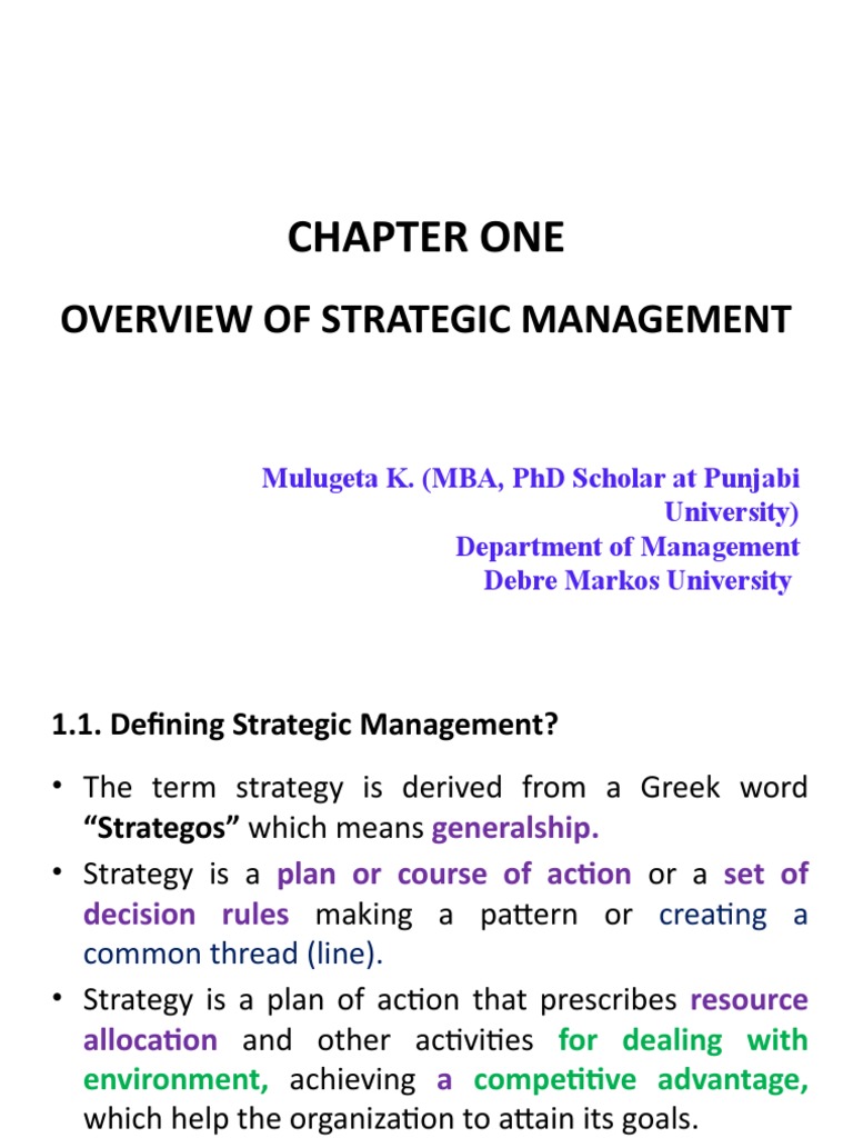 Chapter One: Overview of Strategic Management | PDF | Strategic ...