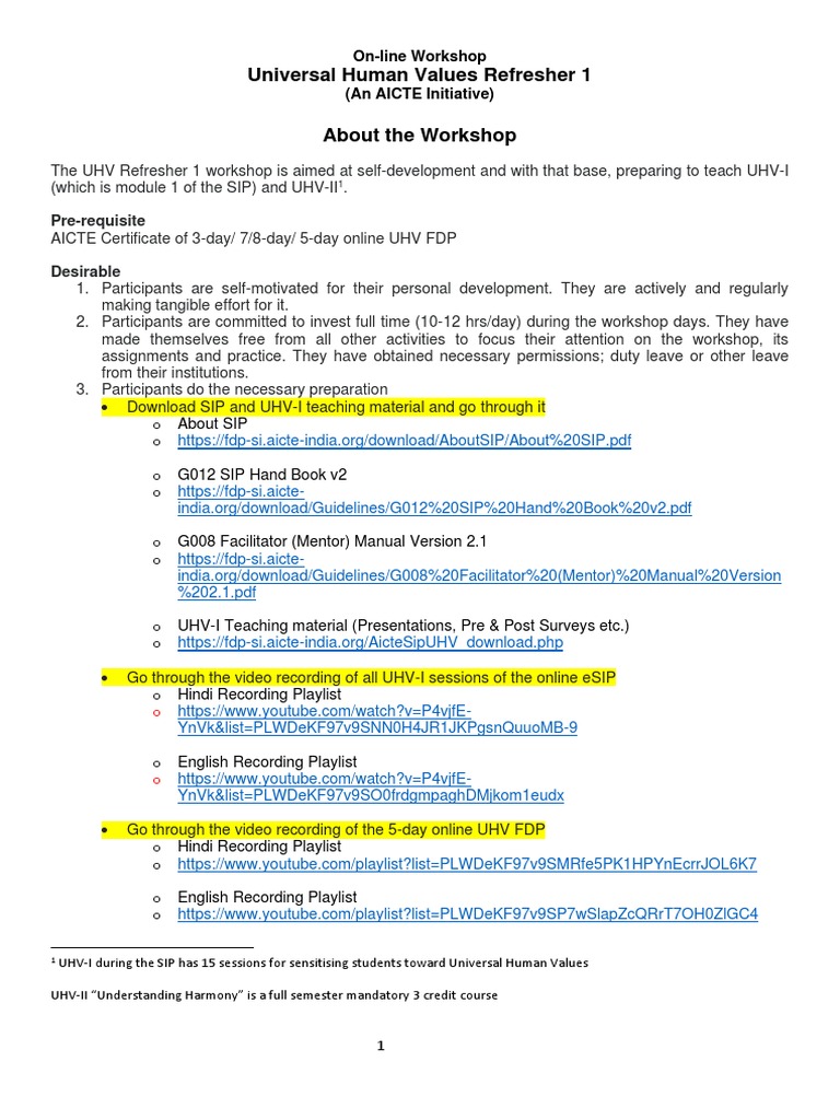 About UHV Refresher-1 Workshop - V2 | PDF