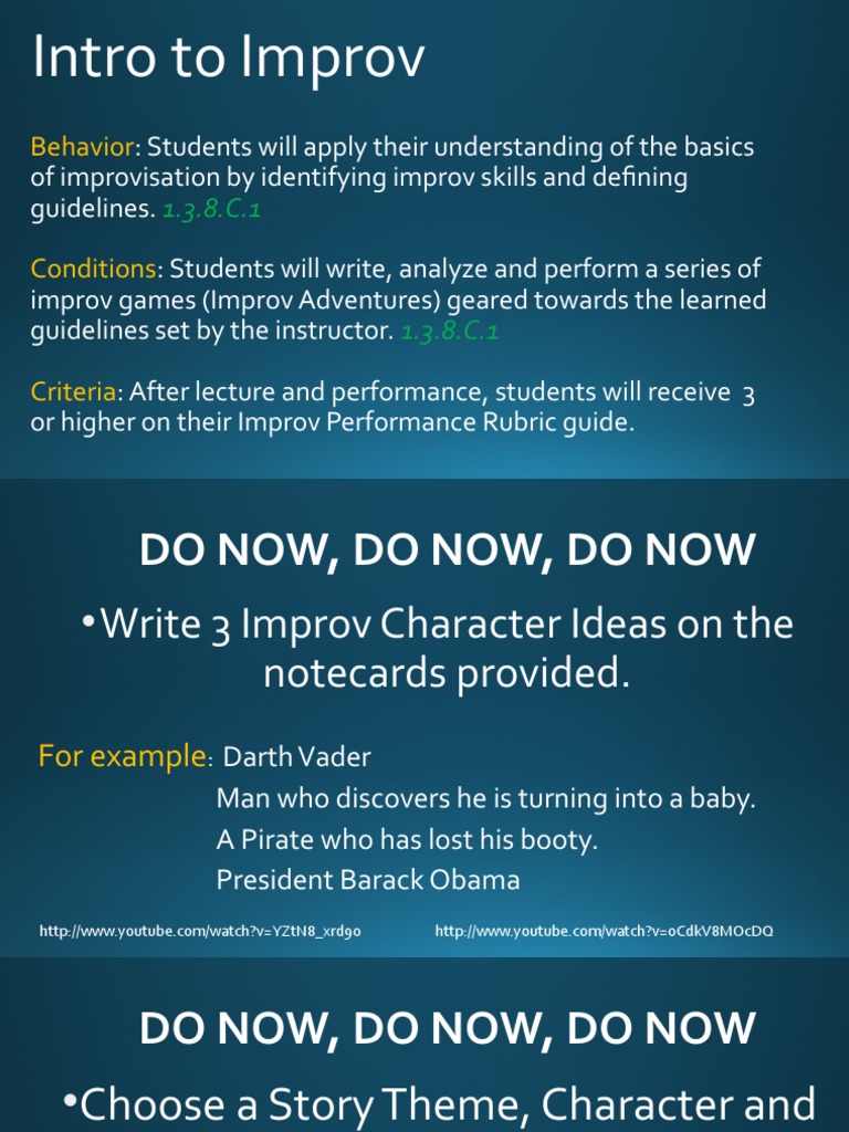 Drama 5-7 Intro To Improv | PDF | Improvisational Theatre | Entertainment