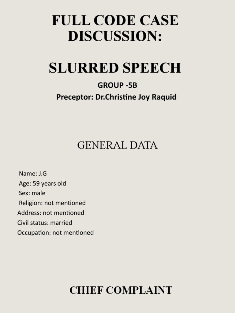 Slurred Speech Stroke Case | PDF | Stroke | Ischemia