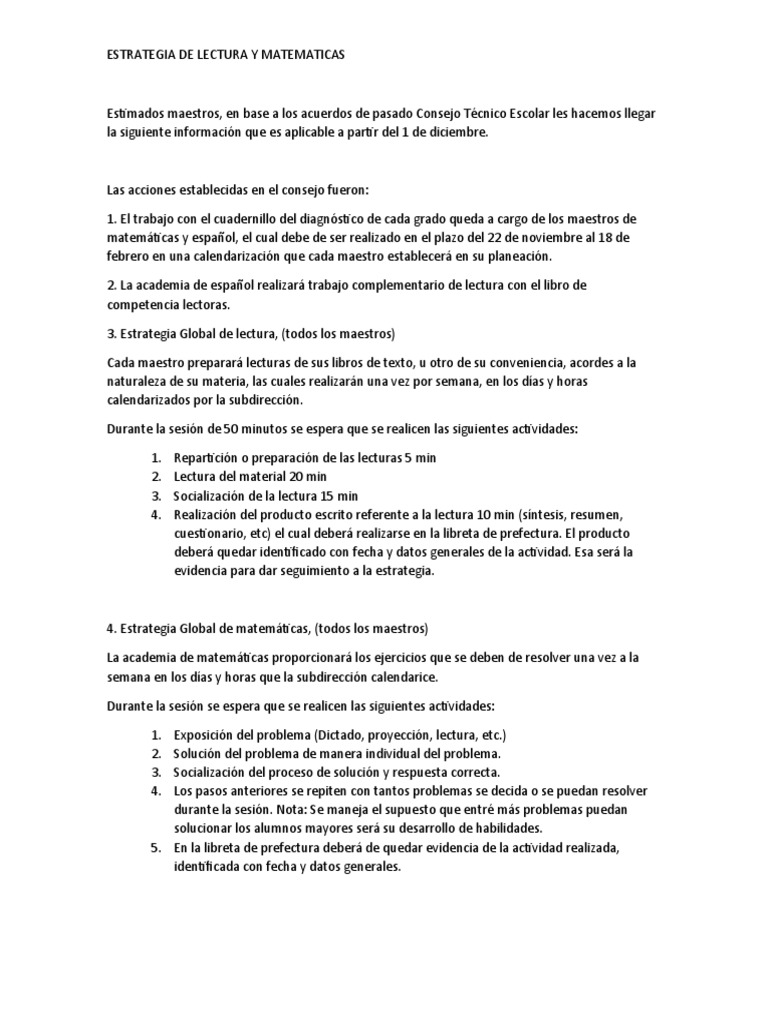 Estrategia de Lectura y Matematicas | PDF | Cognición