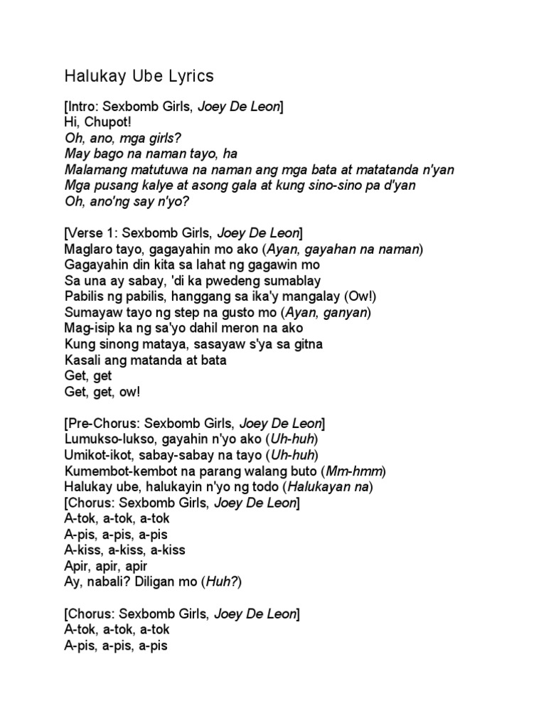 Halukay Ube Lyrics | PDF