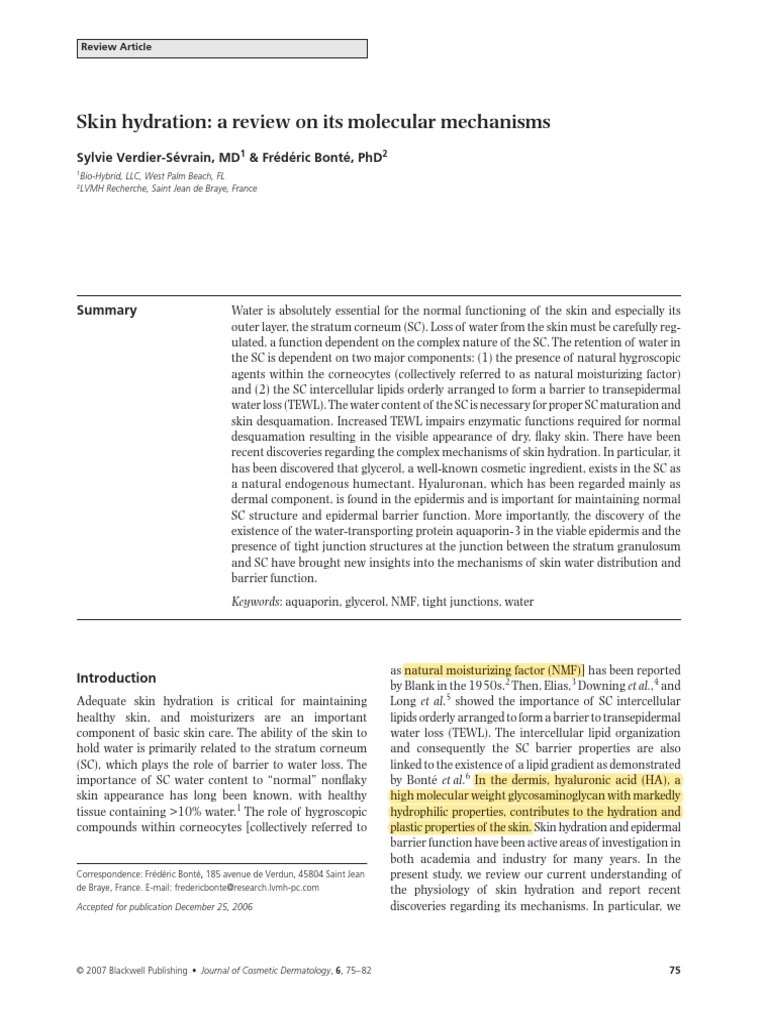Skin Hydration-A Review On Its Molecular Mechanisms | PDF | Epidermis ...