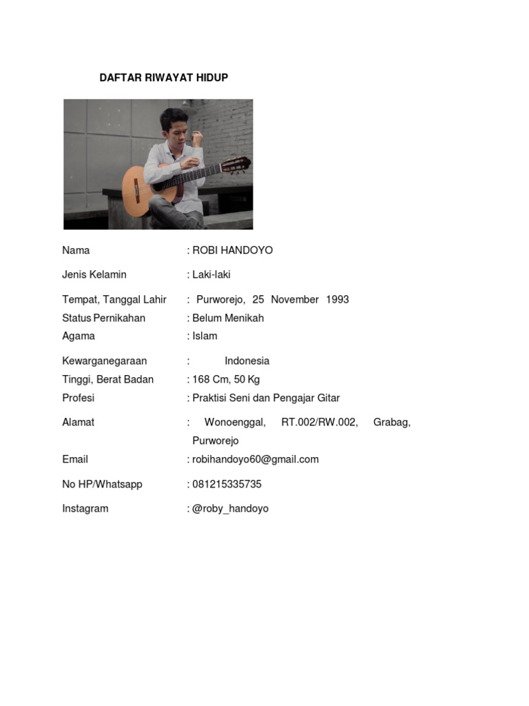 CV Robi Handoyo Classical Guitarist | PDF
