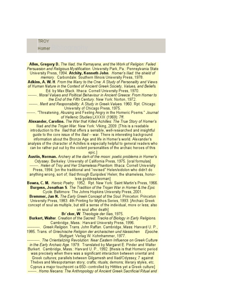 Homer Bibliography | PDF