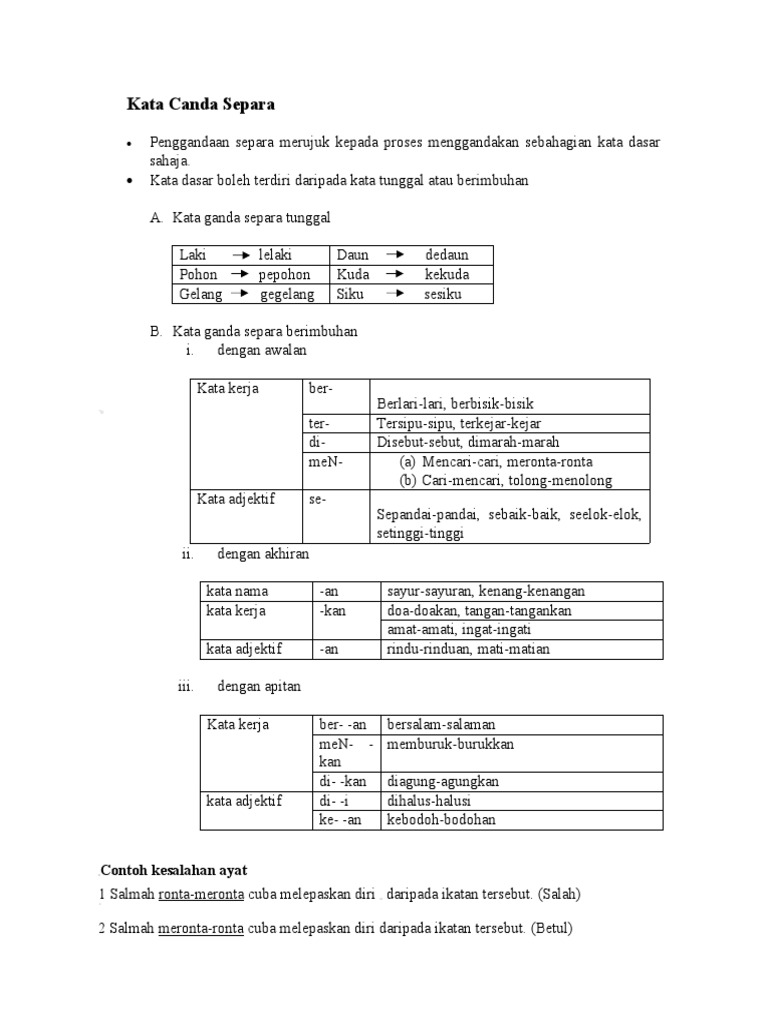 Panduan Kata Ganda Separa | PDF
