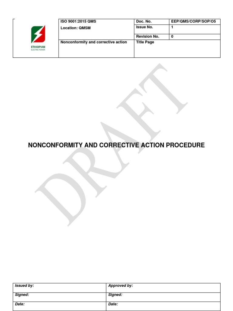 Nonconformity & Corrective Action SOP | PDF | Quality Management System ...