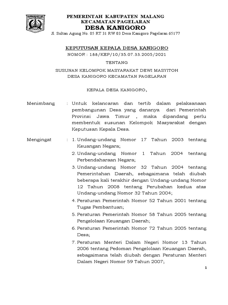 Kep. Kades Pembentukan Pokmas | PDF
